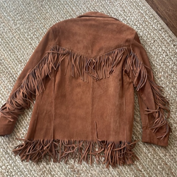 Vintage | Jackets & Coats | Vintage Suede Leather Fringe Jacket Cognac ...